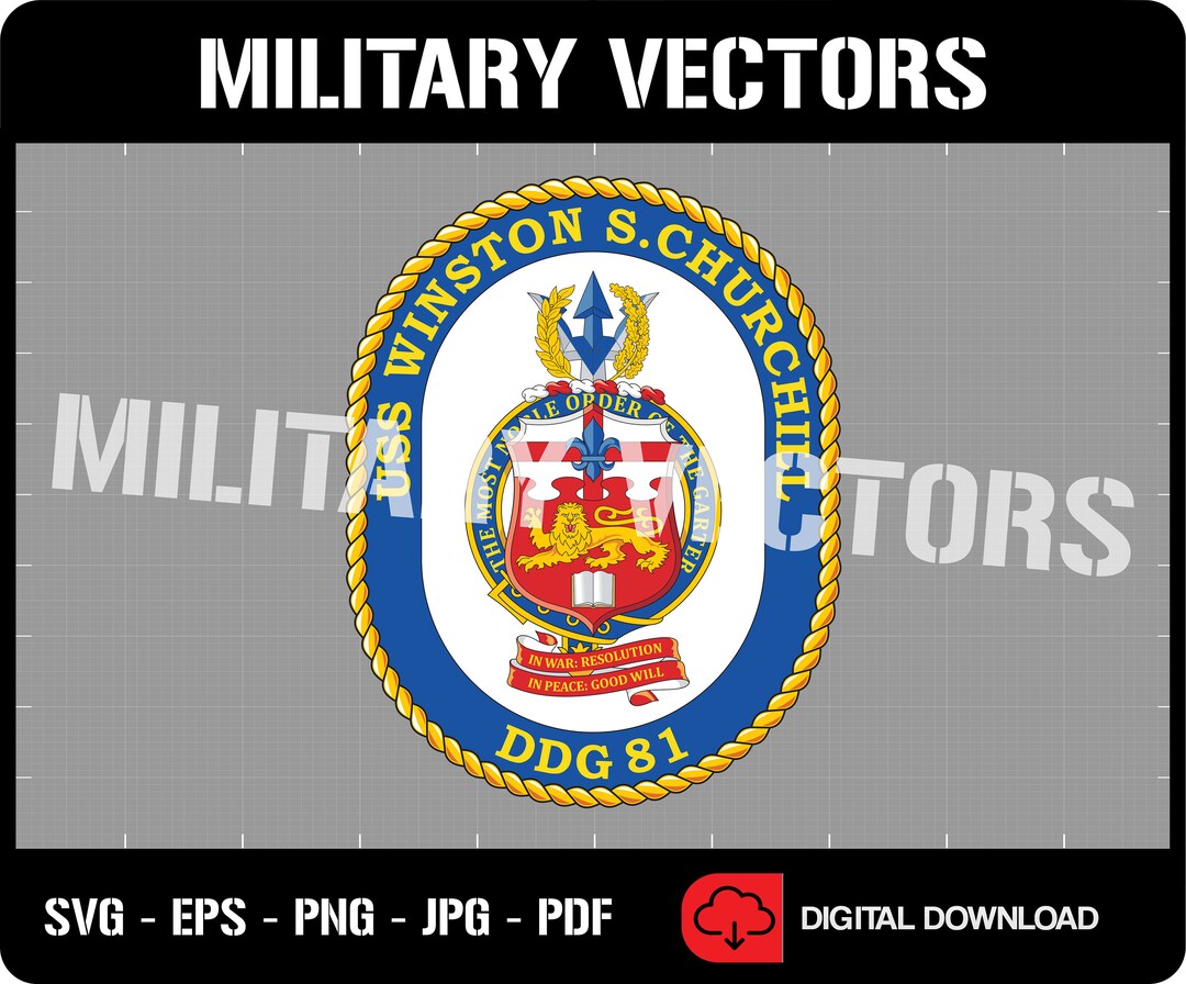 USS Winston S. Churchill DDG-81 - U.S. Navy Destroyer - Ship's Crest ...