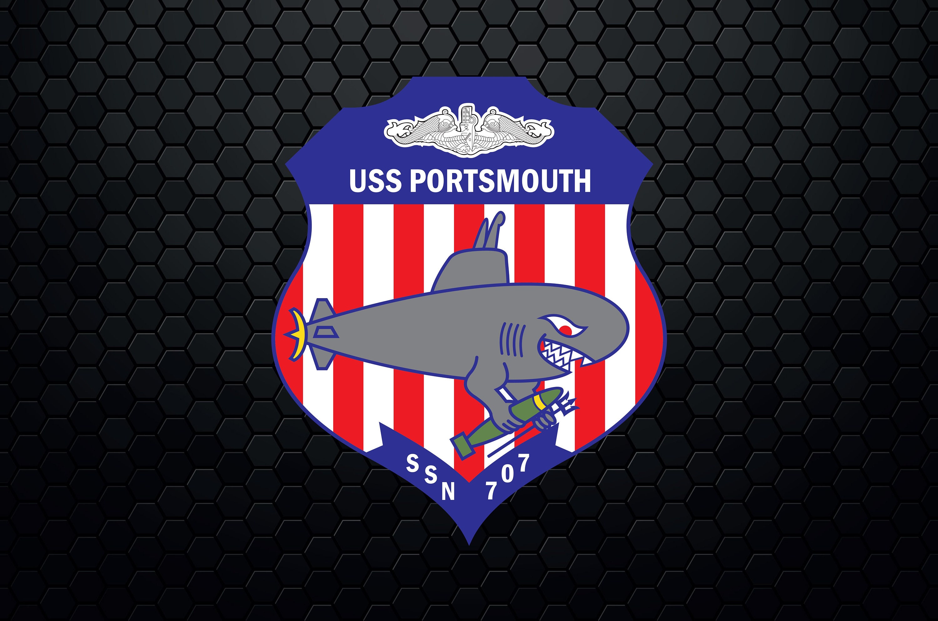 USS Portsmouth (SSN-707) Attack Submarine - Patch Logo Decal Emblem ...
