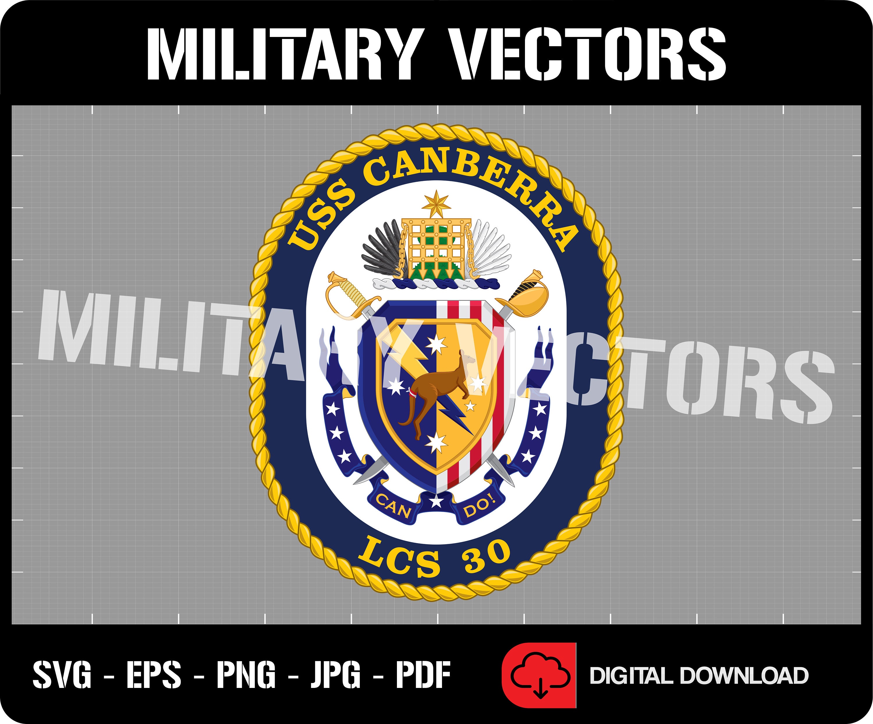 USS Canberra LCS-30 - U.S. Navy Littoral Combat Ship Patch Logo Decal ...