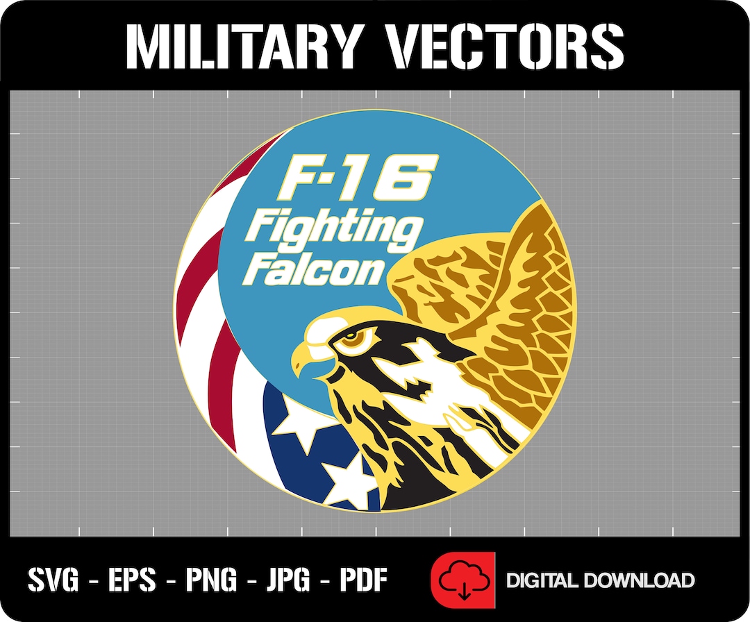 F-16 Fighting Falcon Military Fighter Jet - Patch Logo Decal Emblem ...