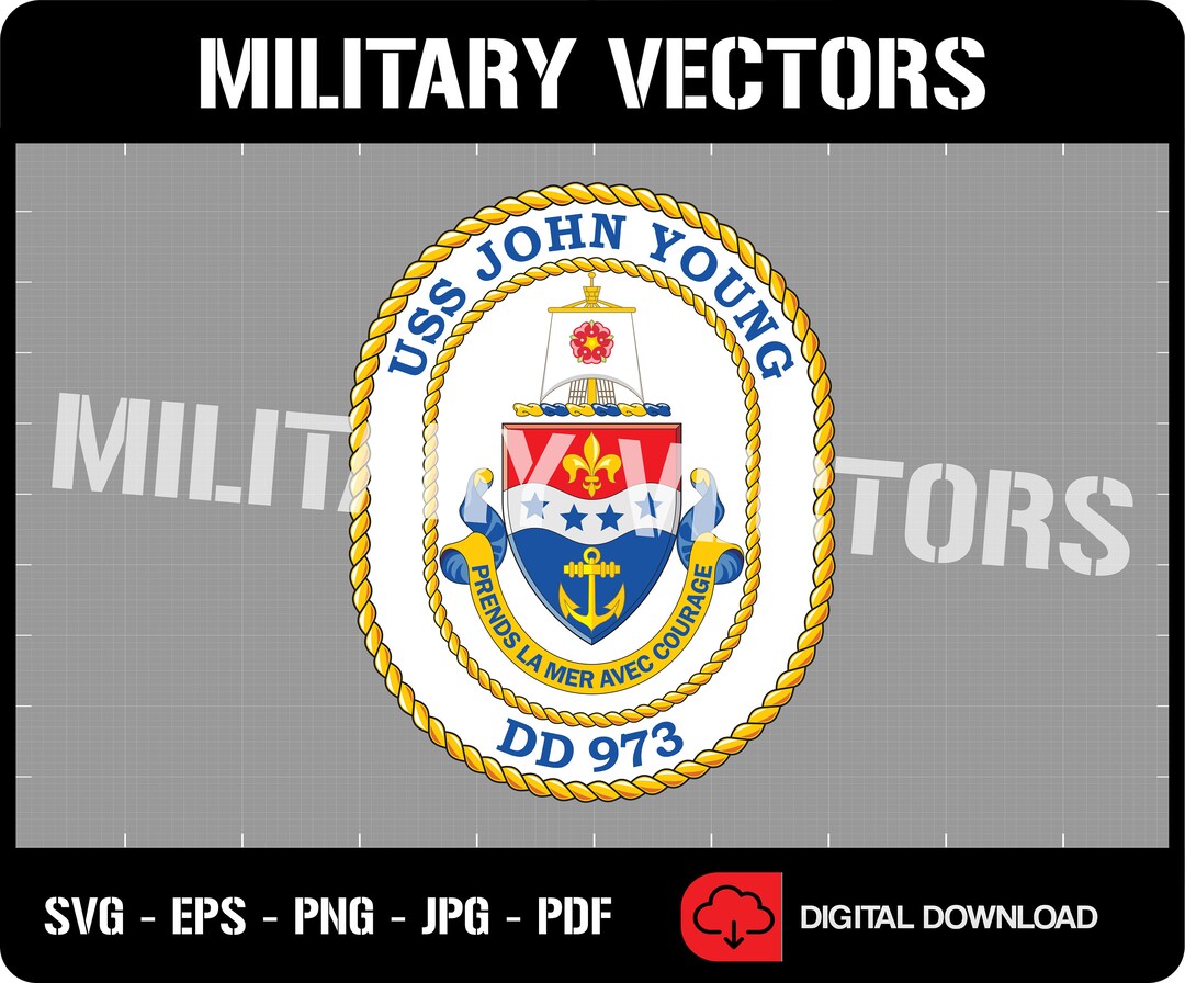 USS John Young DD-973 U.S. Navy Destroyer Patch Logo Decal Emblem Crest ...