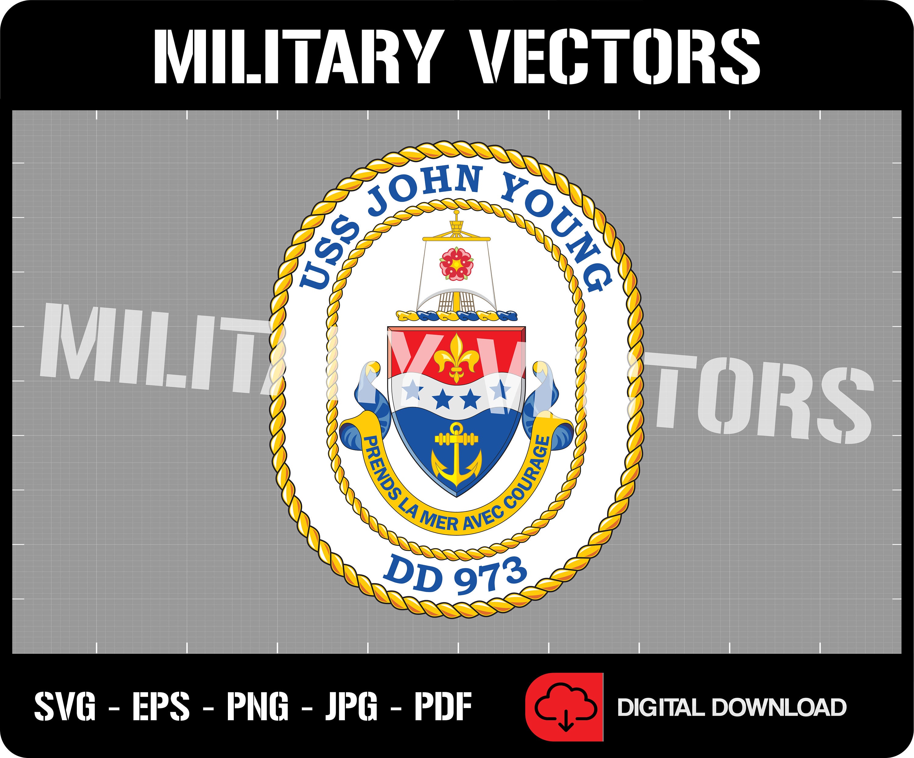 USS John Young DD-973 U.S. Navy Destroyer Patch Logo Decal - Etsy