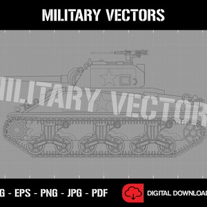 M4 Sherman - WWII American Battle Tank - Blueprint Diagram - Patch Logo ...