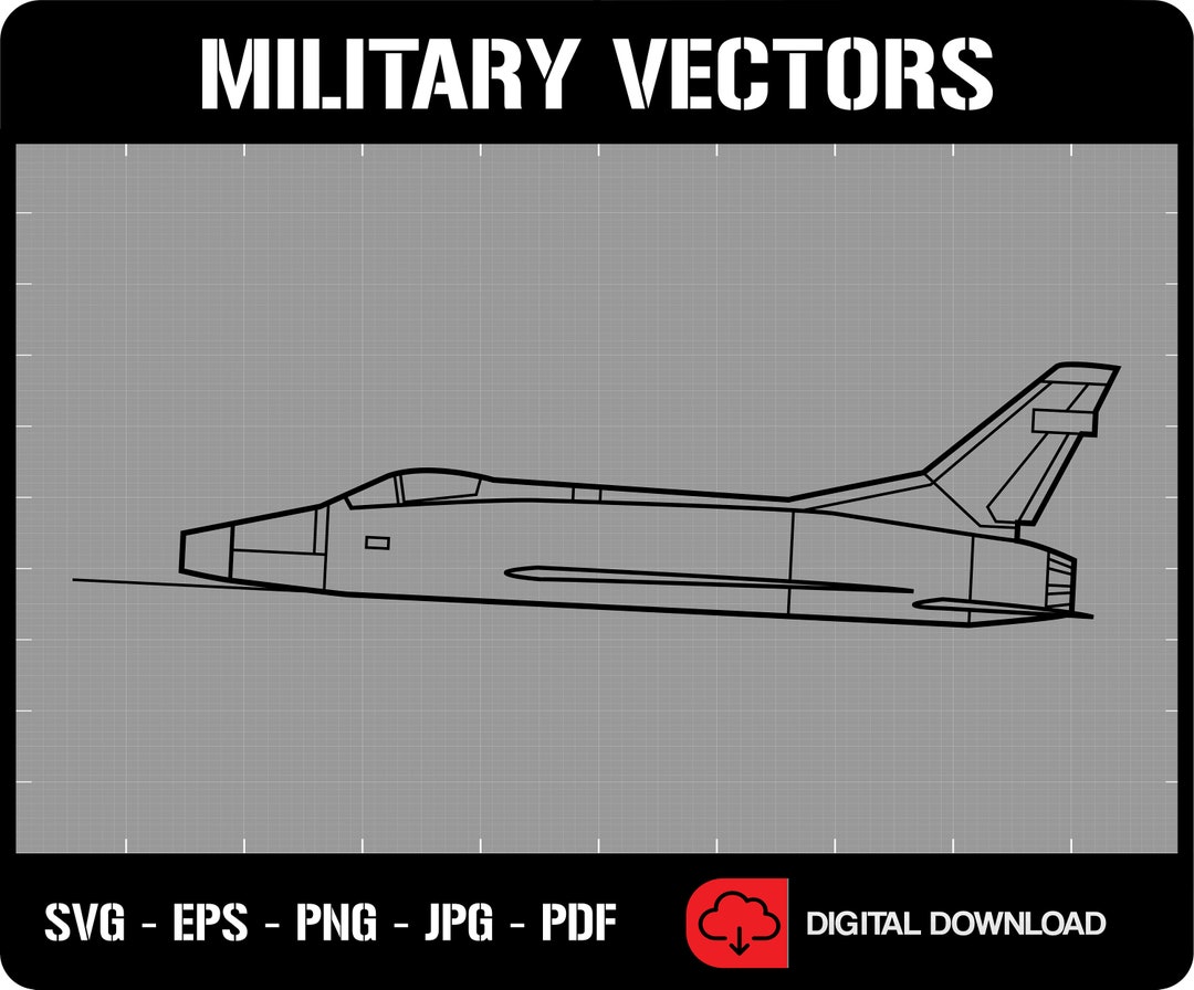 F-100 Super Sabre Fighter Jet Line Drawing Blueprint Outline Silhouette ...