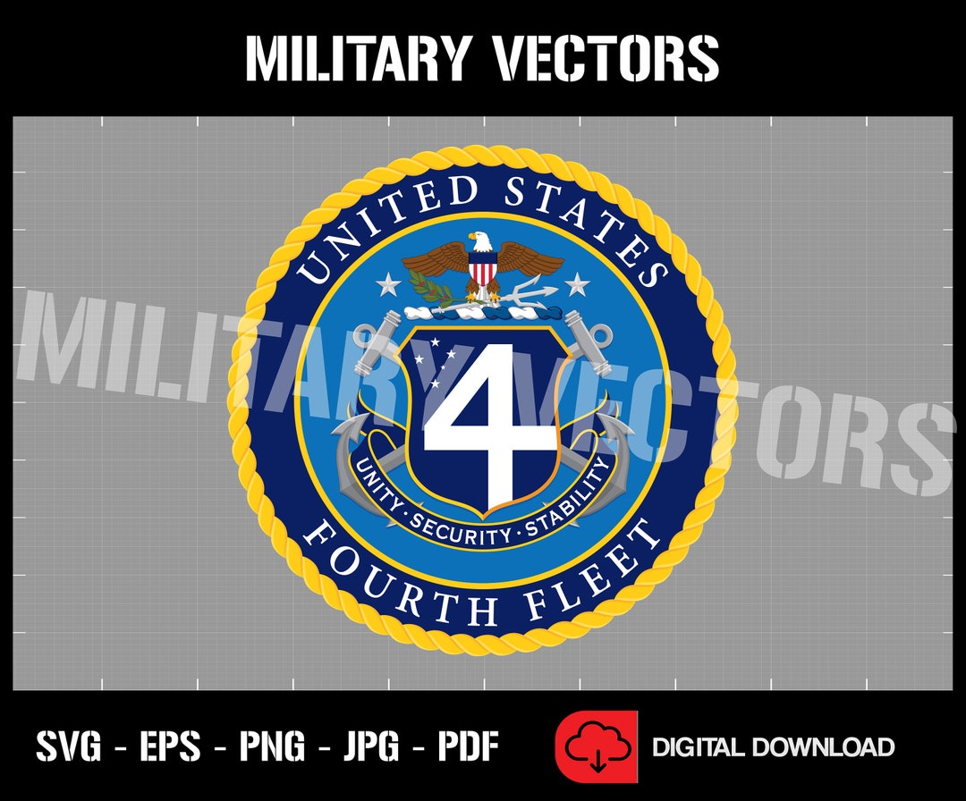 U.S. Navy Fourth (4th) Fleet - USN Numbered Fleet - Patch Pin Logo ...