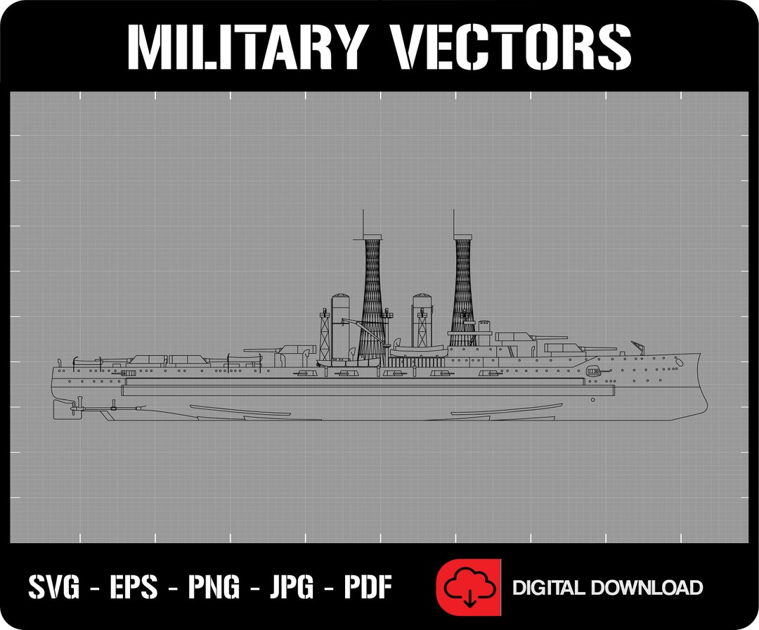 USS North Dakota BB-29 WW2 Battleship Blueprint Diagram Silhouette ...