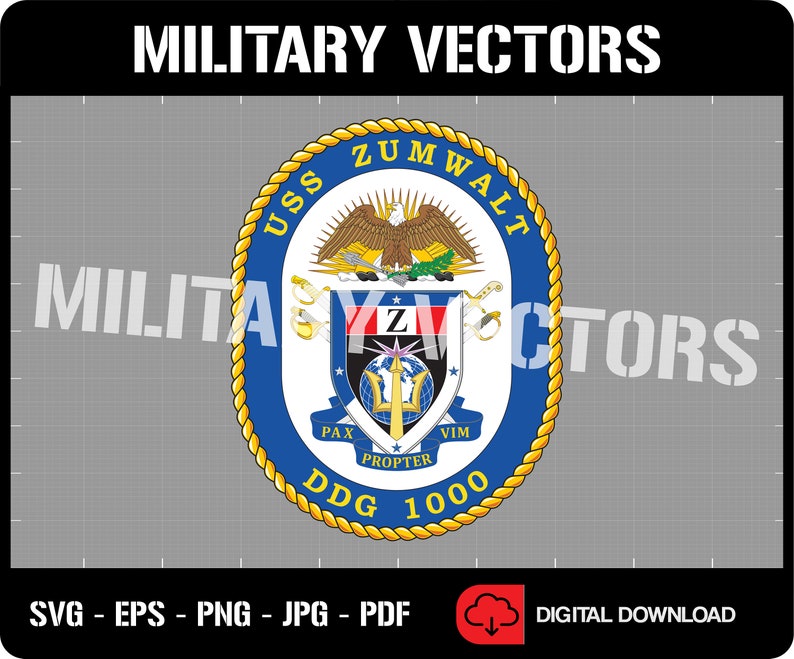 USS Zumwalt DDG-1000 - U.S. Navy Destroyer - Ship's Crest Logo Decal ...