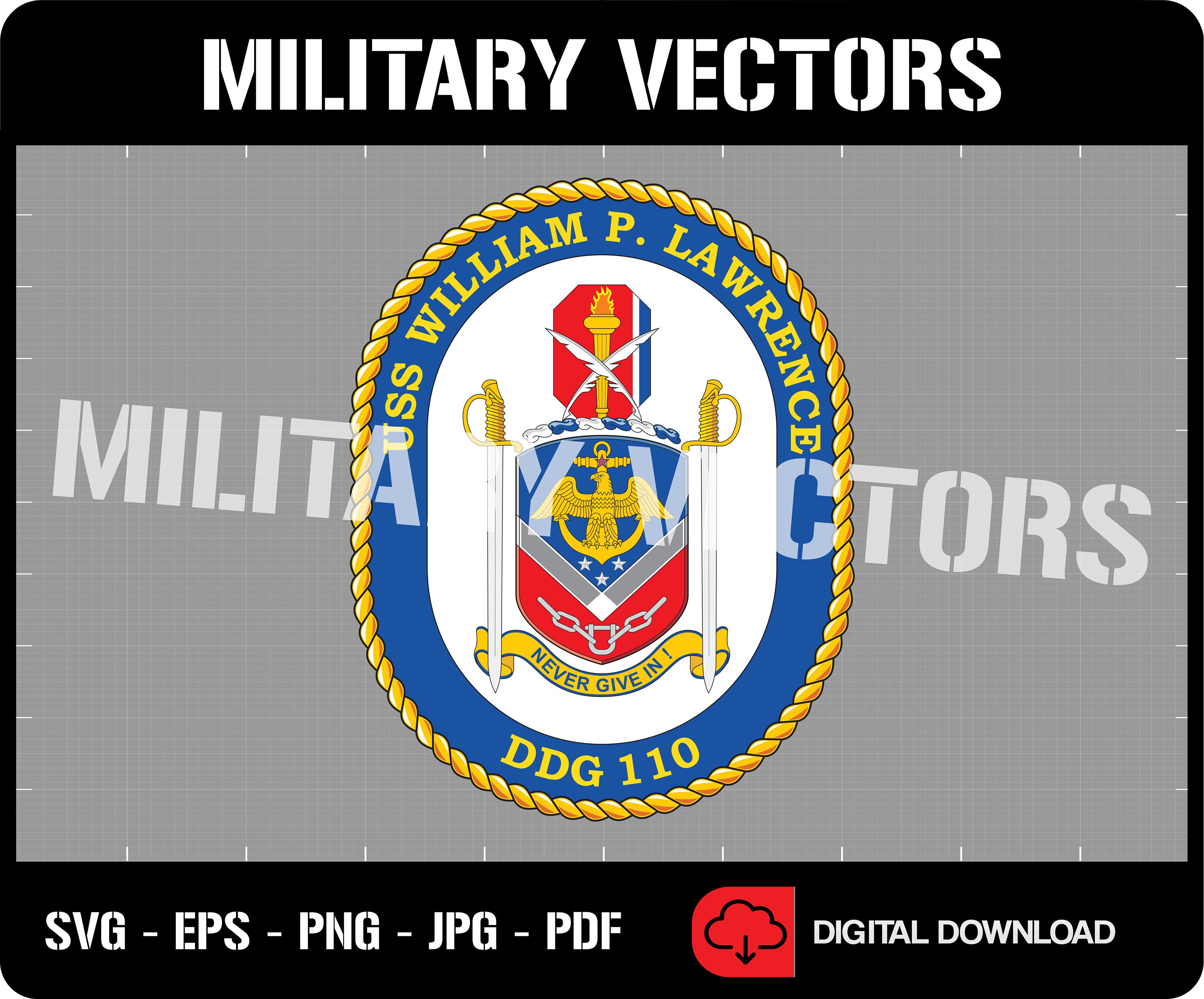 USS William P. Lawrence DDG-110 - U.S. Navy Destroyer - Ship's Crest ...