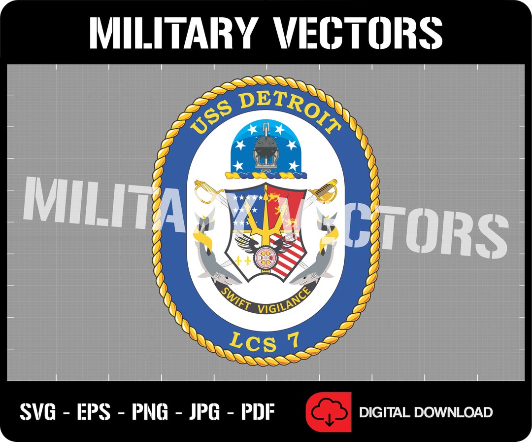USS Detroit LCS-7 - U.S. Navy Littoral Combat Ship Patch Logo Decal ...