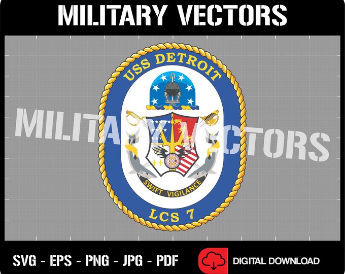 USS Detroit LCS-7 U.S. Navy Littoral Combat Ship Patch Logo Decal ...