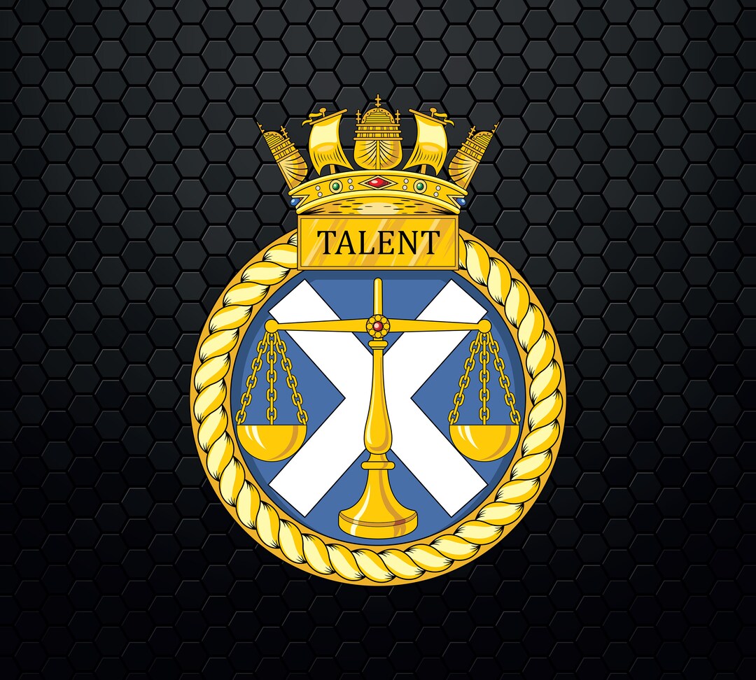 HMS Talent - British Royal Navy Submarine - Cap Badge Logo Decal Emblem Crest Insignia - Digital ...