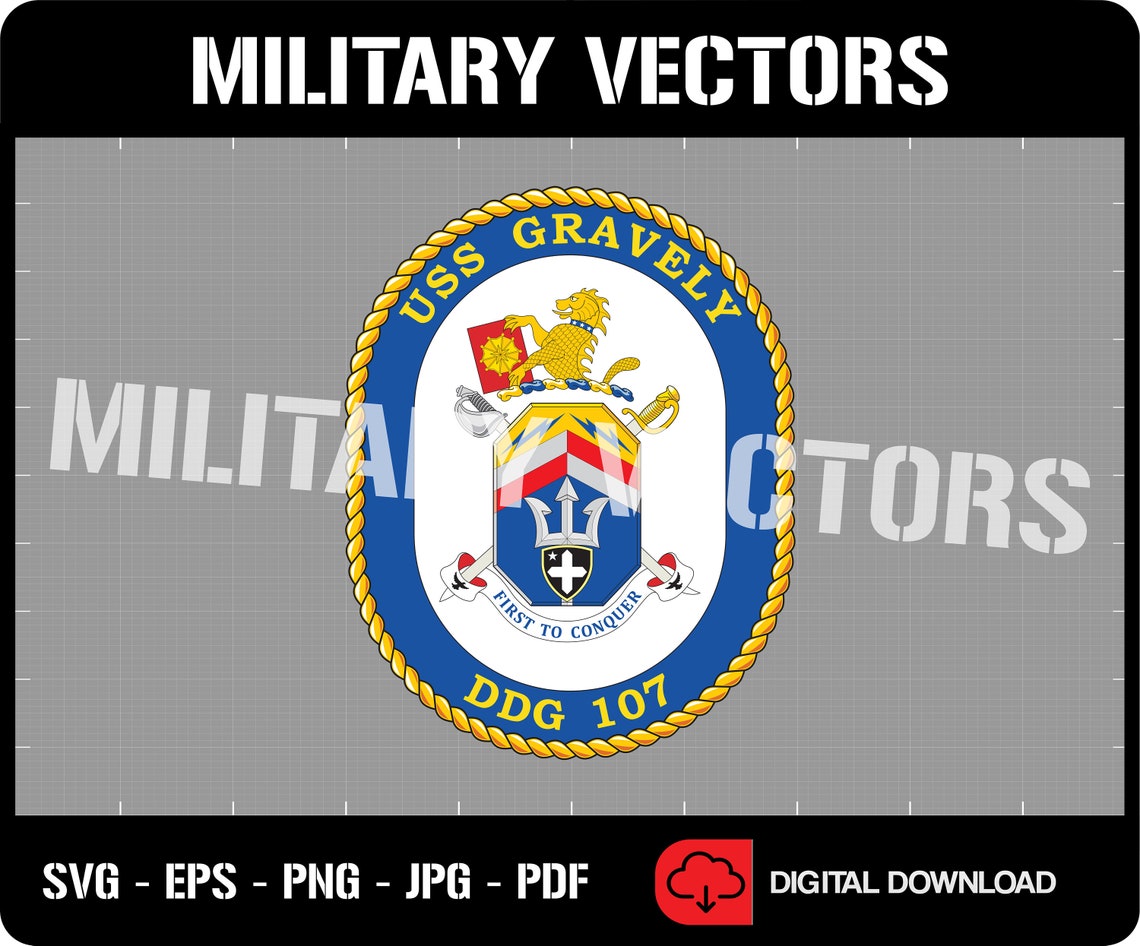 USS Gravely DDG-107 - U.S. Navy Destroyer - Ship's Crest Logo Decal ...