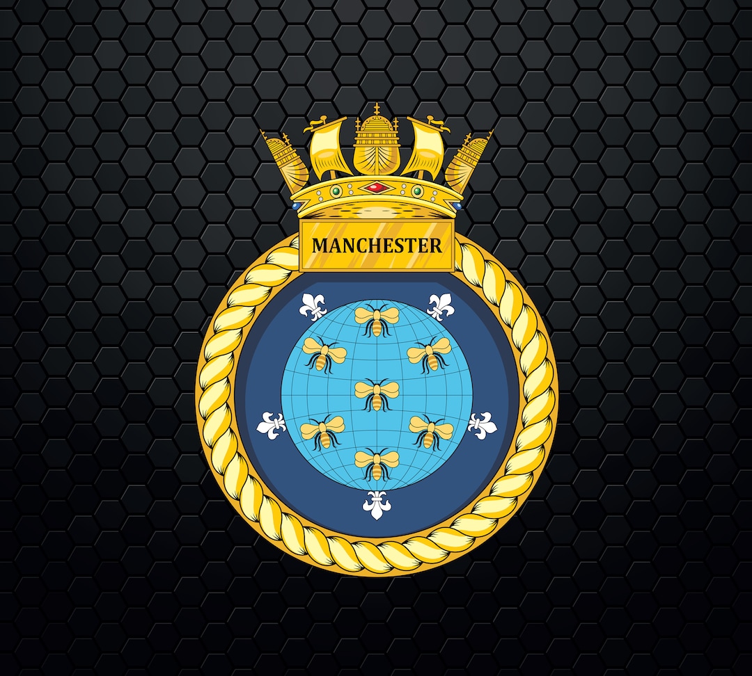 HMS Machester - British Royal Navy Destroyer - Cap Badge Logo Decal ...