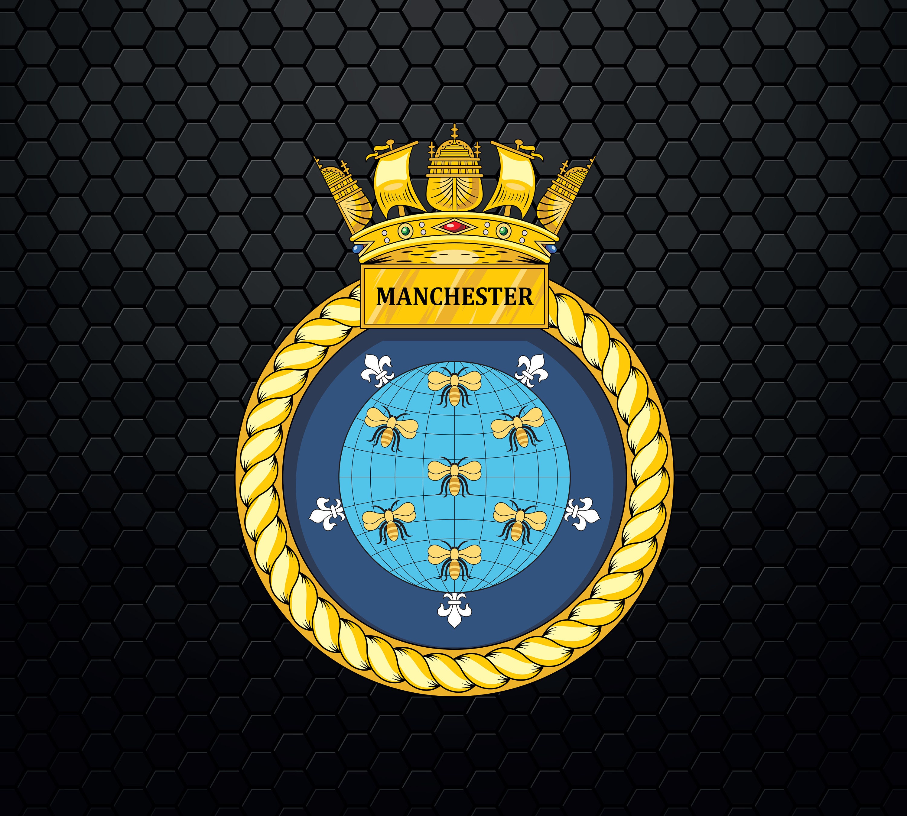 HMS Machester - British Royal Navy Destroyer - Cap Badge Logo Decal ...