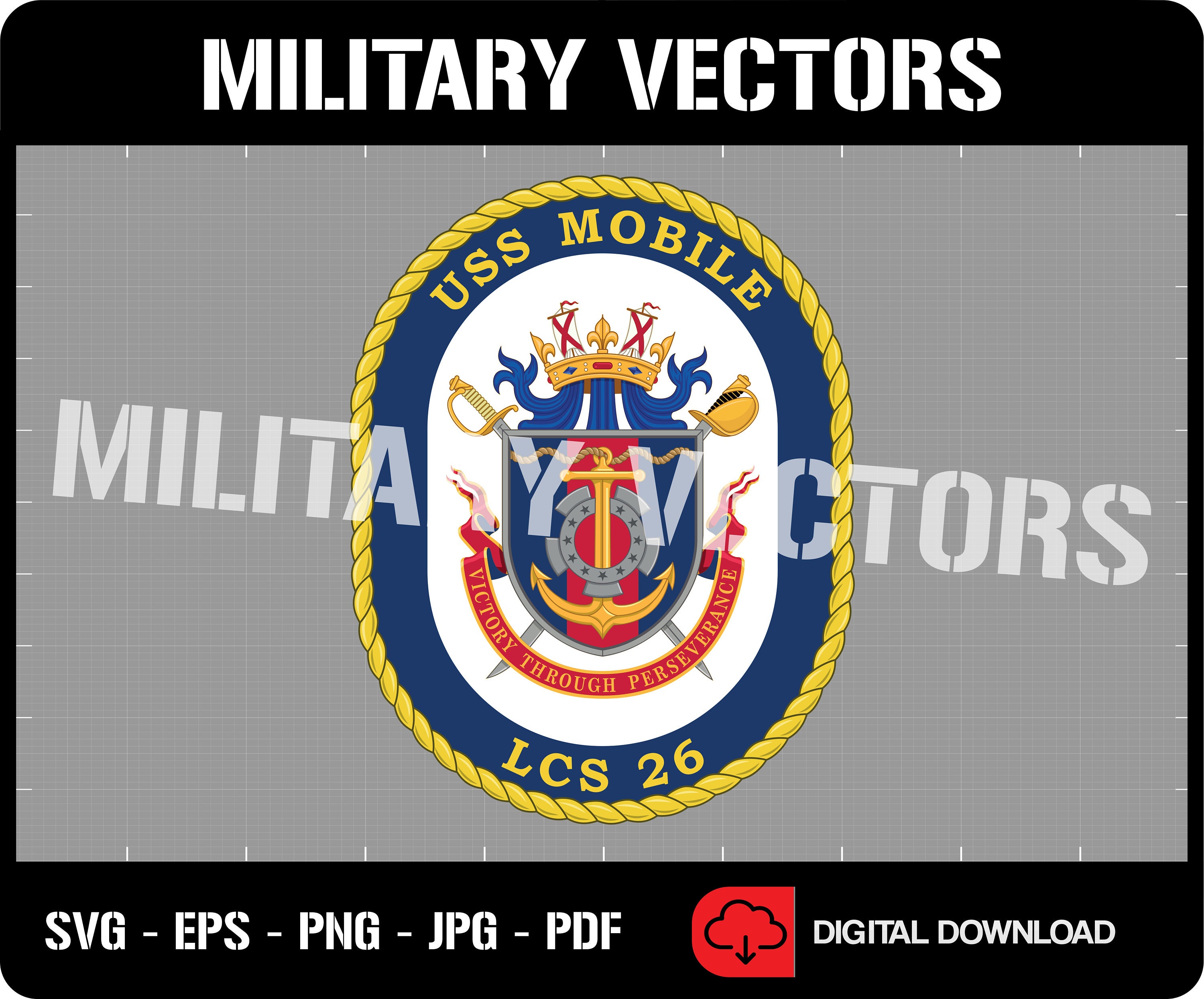 USS Mobile LCS-26 U.S. Navy Littoral Combat Ship Patch Logo Decal ...