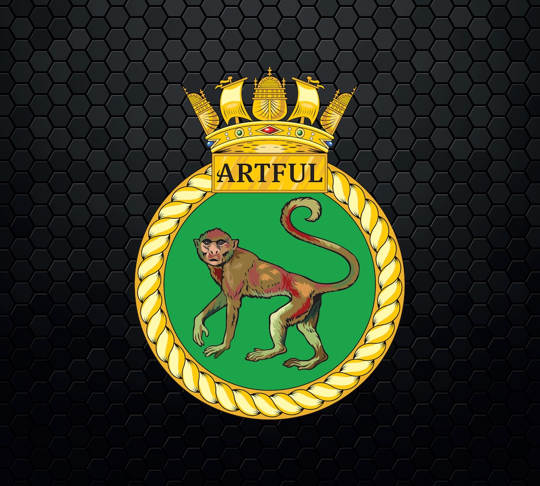 HMS Artful - British Royal Navy Submarine - Cap Badge Logo Decal Emblem ...