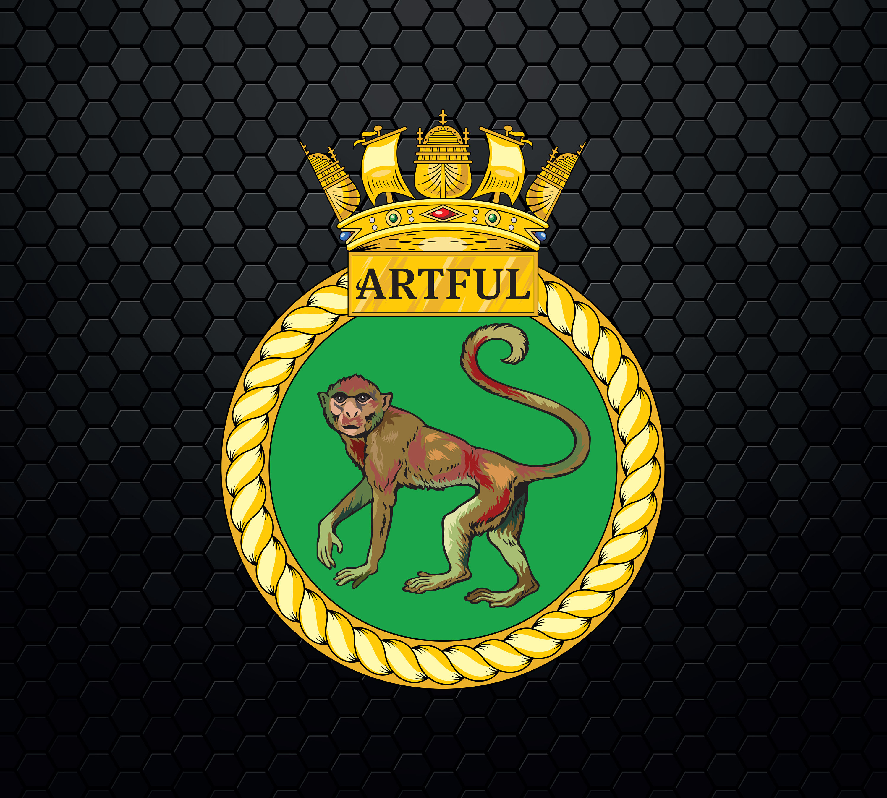 HMS Artful - British Royal Navy Submarine - Cap Badge Logo Decal Emblem ...