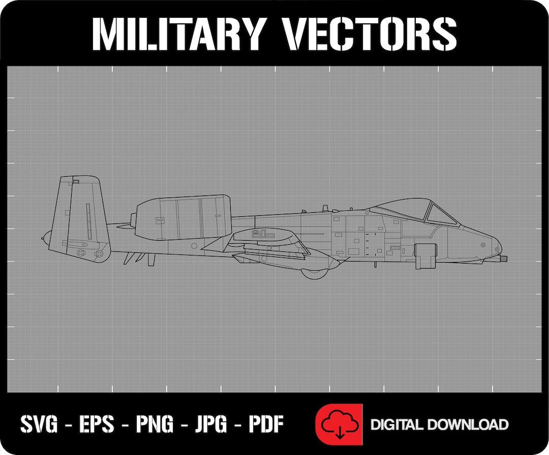 Fairchild Republic A-10 "warthog" Thunderbolt II Line Drawing Blueprint ...