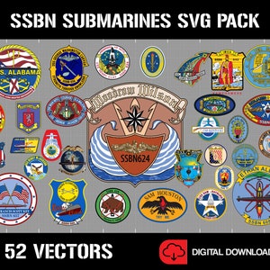 U.S. Navy SSBN Ballistic Missile Submarines MEGA Bundle - 52 SVG Files ...
