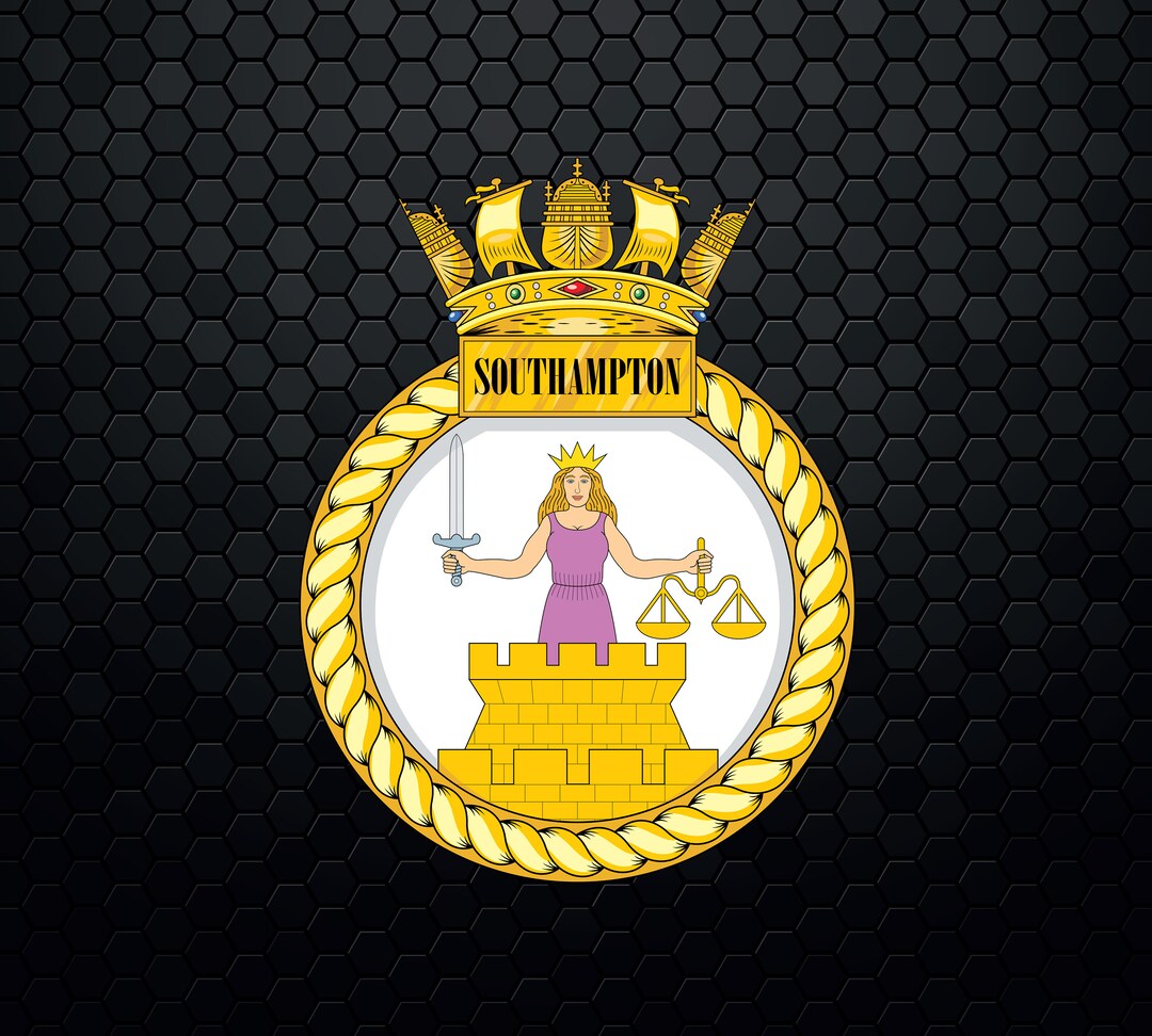 HMS Southampton - British Royal Navy Destroyer - Cap Badge Logo Decal ...