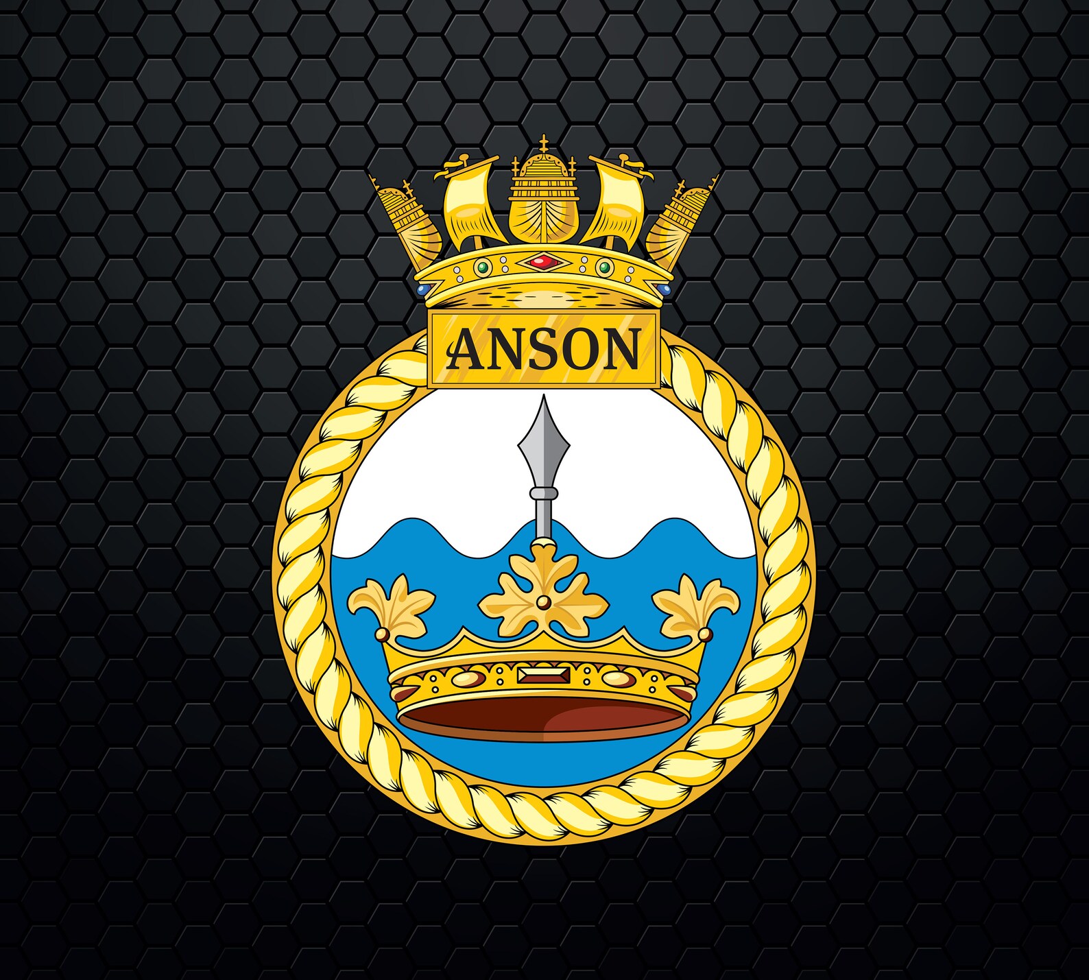 HMS Anson - British Royal Navy Submarine - Cap Badge Logo Decal Emblem ...