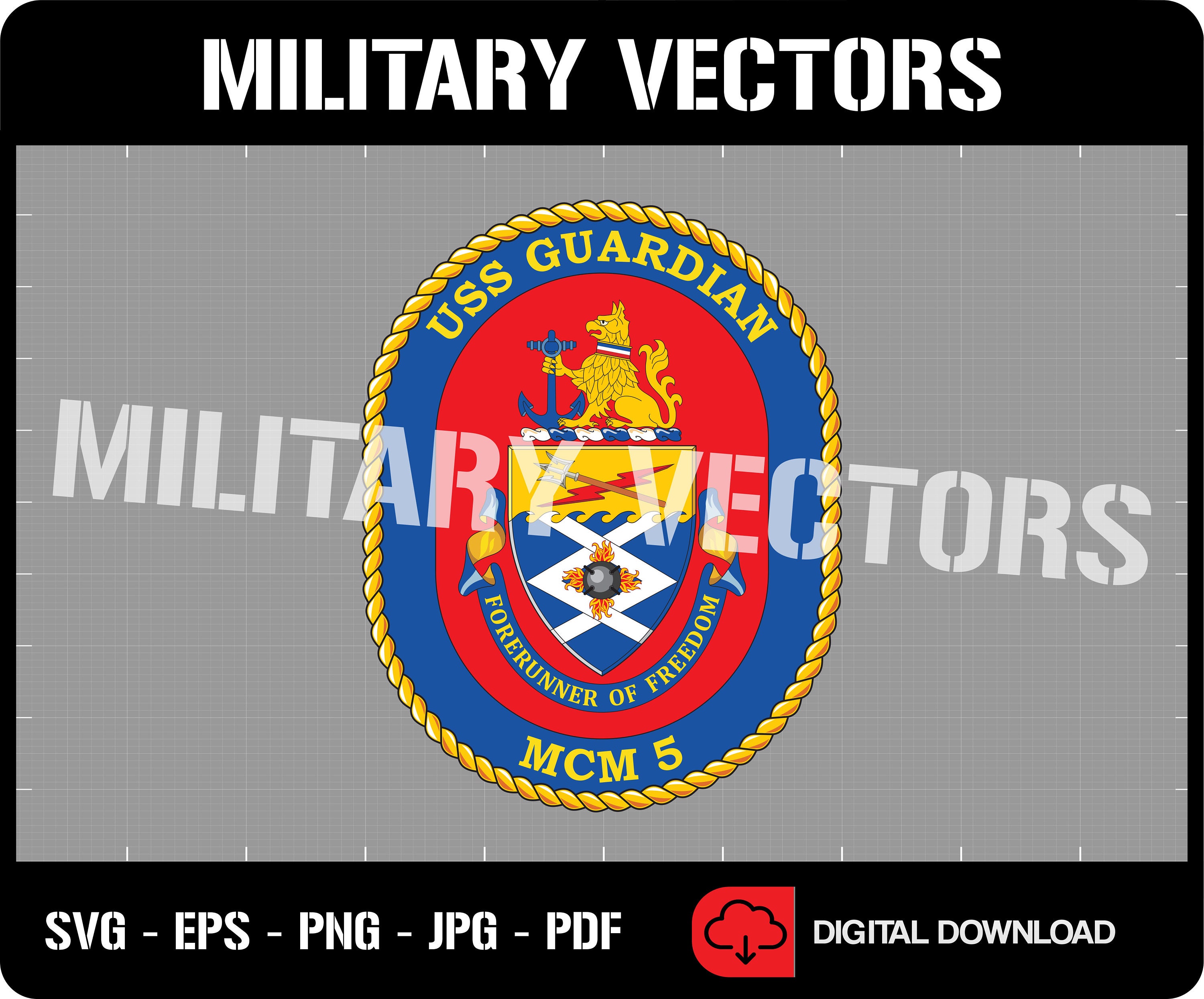 USS Guardian MCM-5 U.S. Navy Ship's Crest Patch Logo Decal Emblem ...