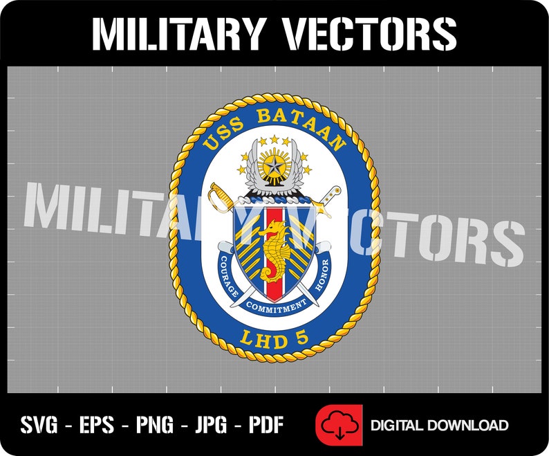 US Navy USS Bataan LHD-5 Amphibious Assault Ship - Patch Pin Logo Decal ...