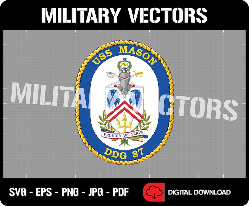 USS Mason DDG-87 - U.S. Navy Destroyer - Ship's Crest Logo Decal Emblem ...