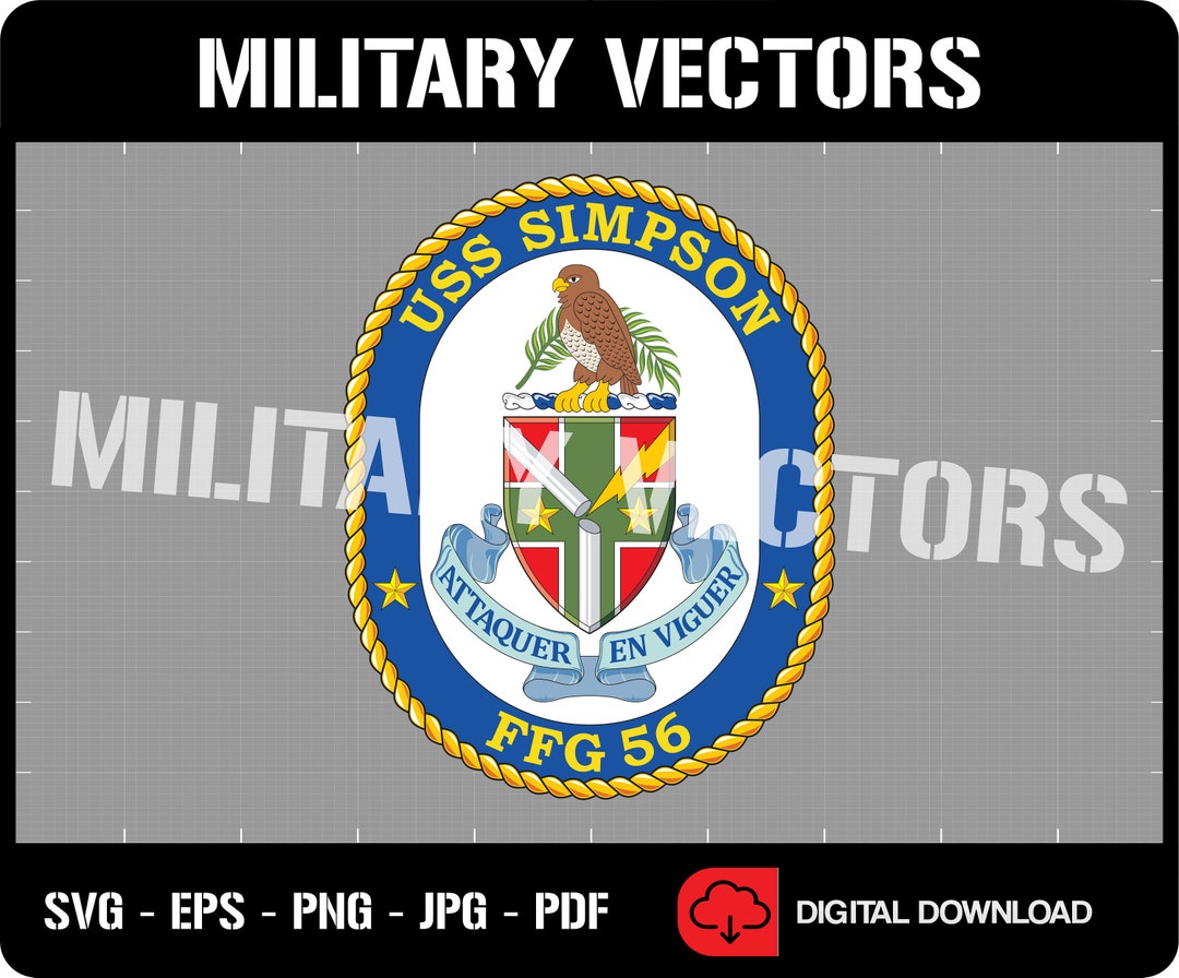 USS Simpson FFG-56 Naval Frigate - Patch Logo Decal Emblem Crest ...