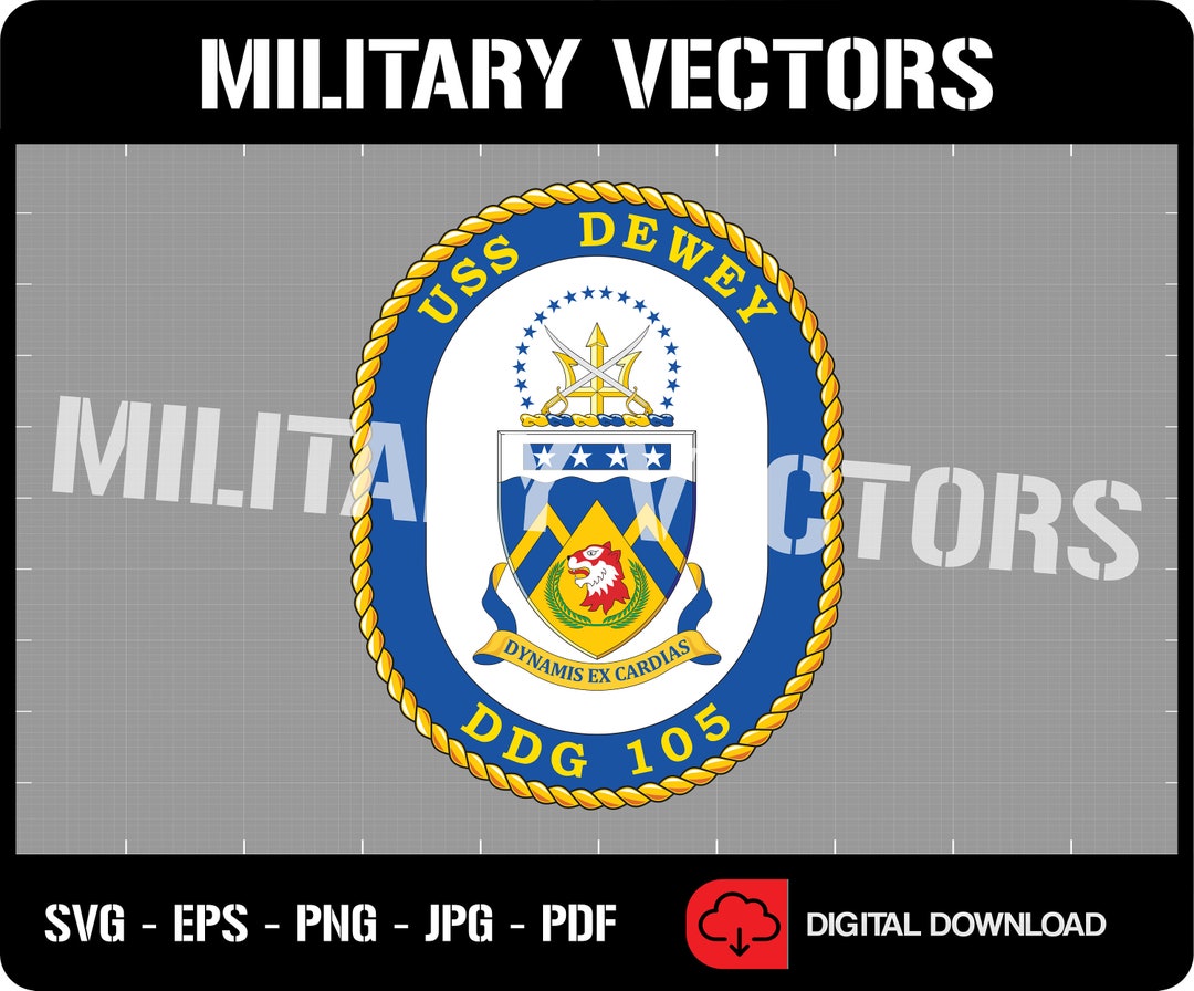 USS Dewey DDG-105 US Navy Guided Missile Destroyer - Patch Logo Decal ...