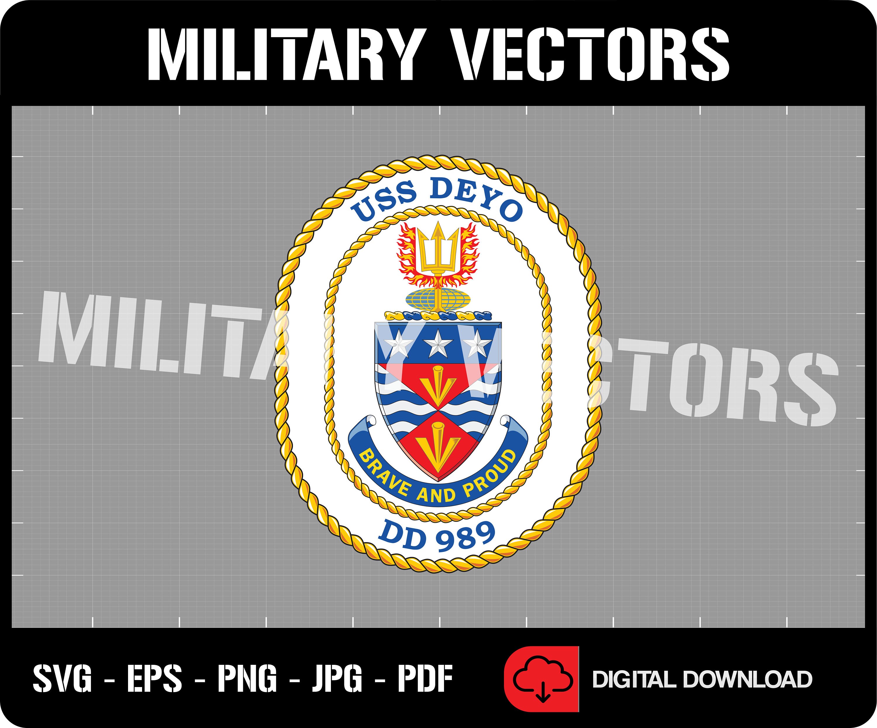 USS Deyo DD-989 US Navy Destroyer - Patch Logo Decal Emblem Crest ...