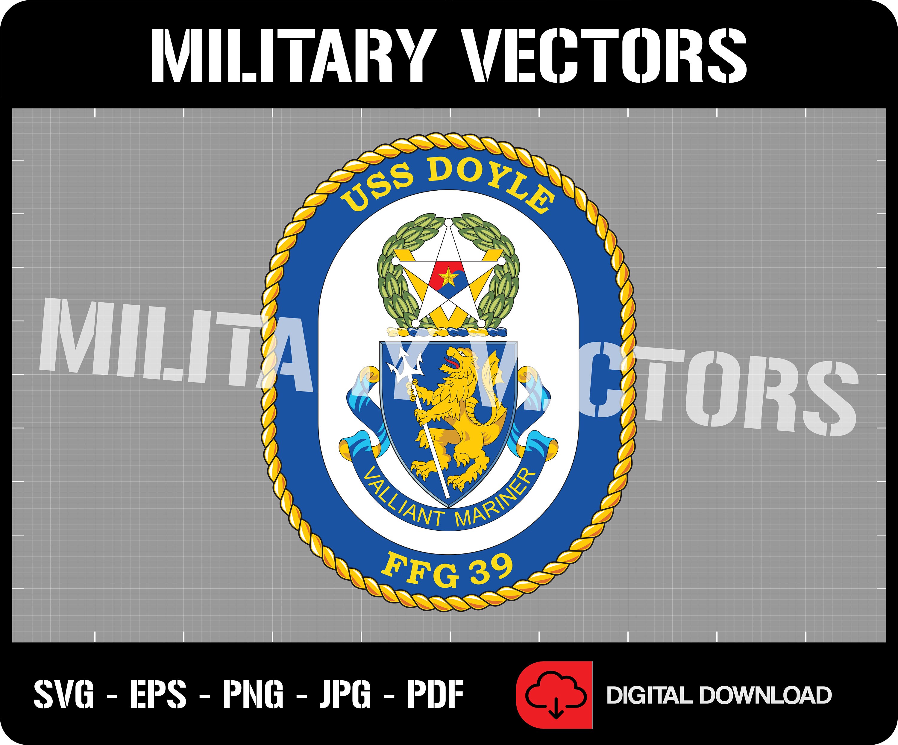 USS Doyle FFG-39 Naval Frigate Patch Logo Decal Emblem Crest - Etsy