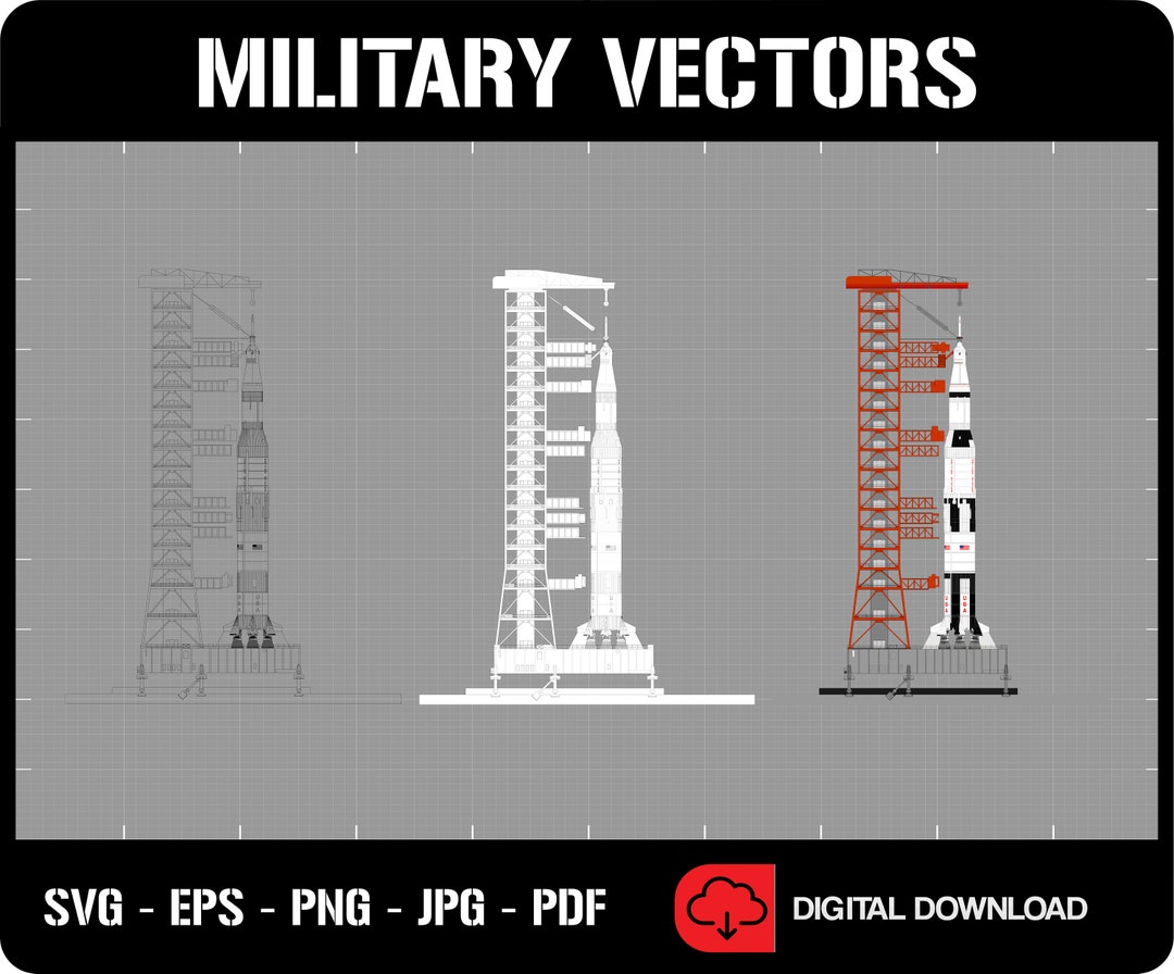 Saturn V NASA Rocket Launchpad Drawing Blueprint Outline Diagram ...