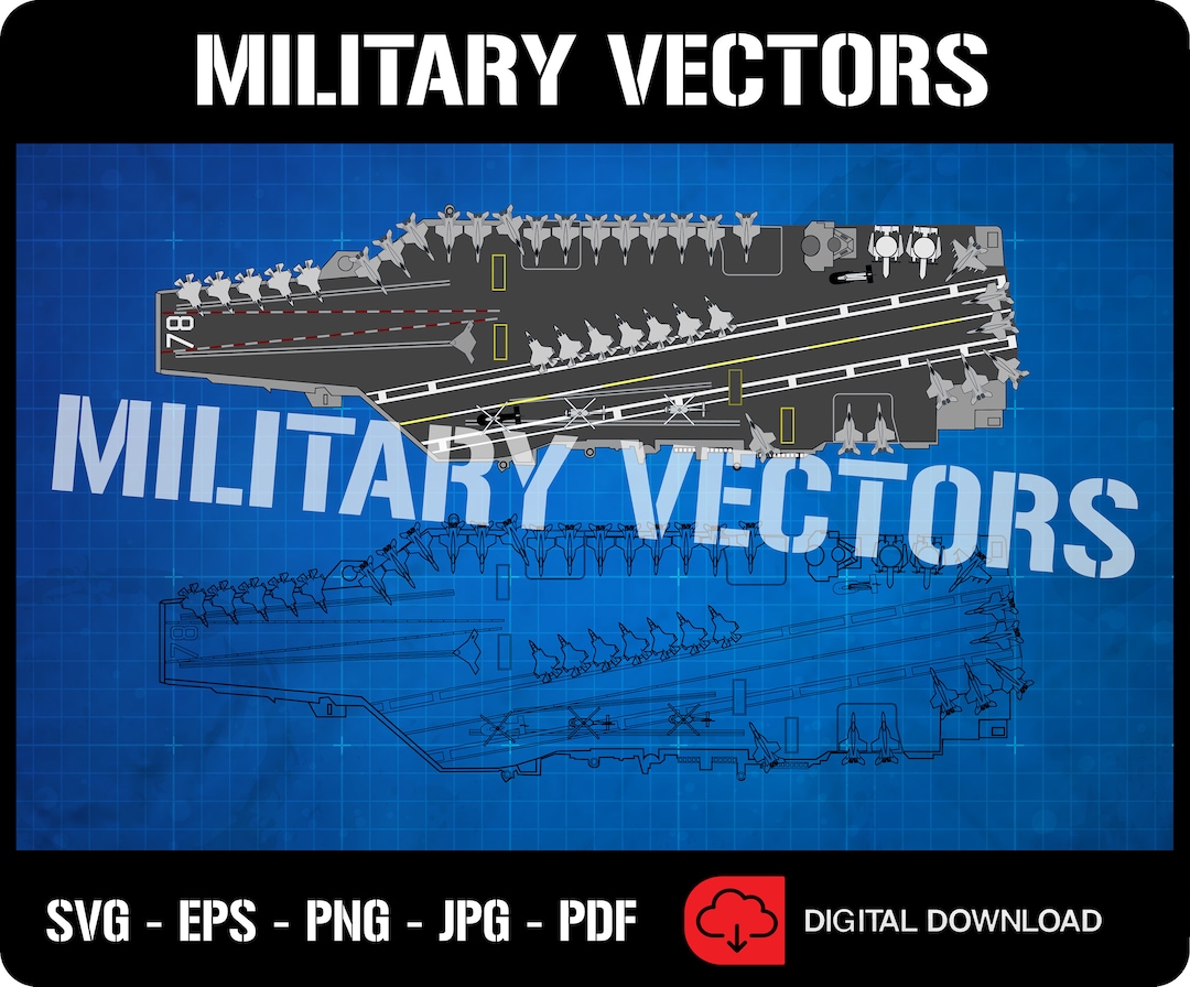 USS Gerald R. Ford CVN-78 Aircraft Carrier Line Drawing Blueprint ...