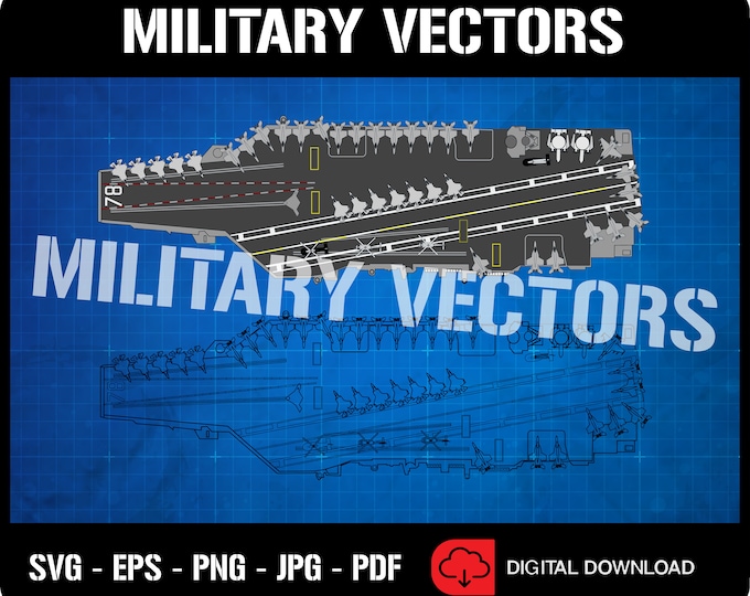 USS Gerald R. Ford CVN-78 Aircraft Carrier Line Drawing Blueprint ...