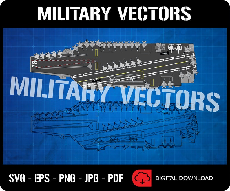 USS Gerald R. Ford CVN-78 Aircraft Carrier Line Drawing Blueprint ...