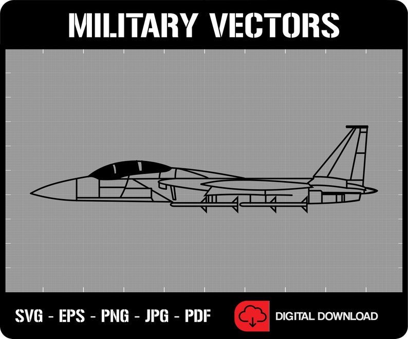 F-15 Eagle Military Fighter Jet Aircraft Line Drawing Blueprint Outline ...