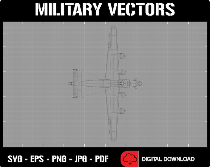B-24 Liberator Military Aircraft Line Drawing Blueprint Outline ...