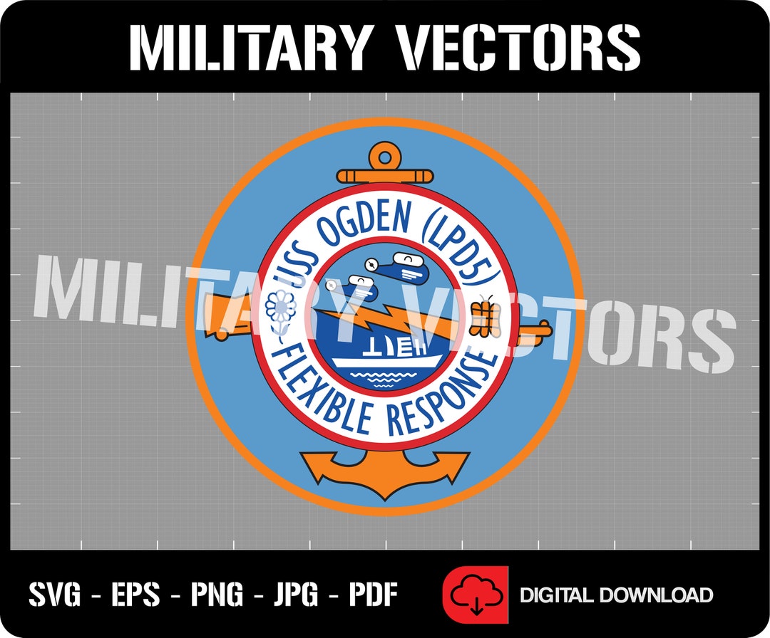 US Navy USS Ogden LPD-5 Amphibious Transport Dock - Patch Pin Logo ...