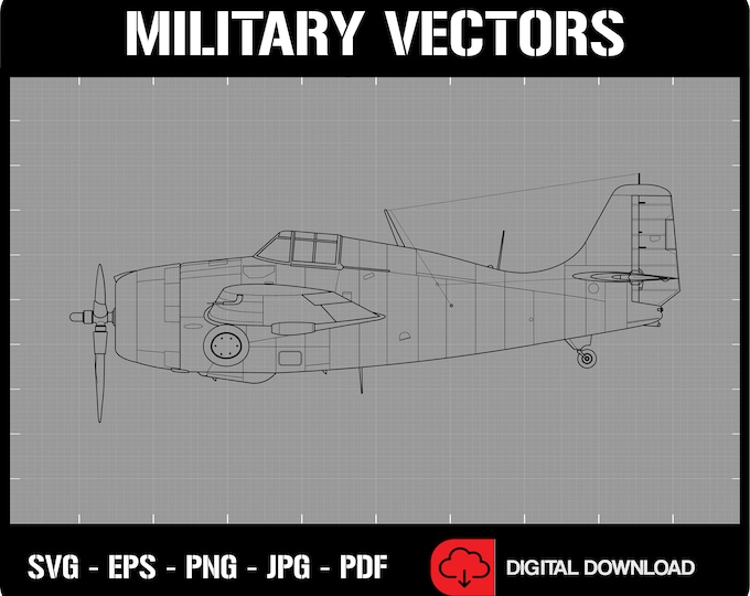 Grumman F4F Wildcat Svg, Eps, Dxf and Png | Warbird Svg| Vector Image ...