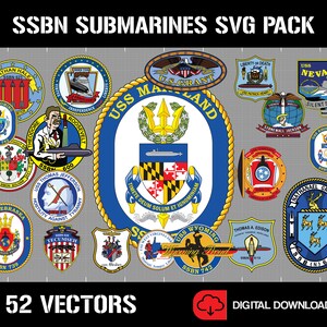 U.S. Navy SSBN Ballistic Missile Submarines MEGA Bundle - 52 SVG Files ...