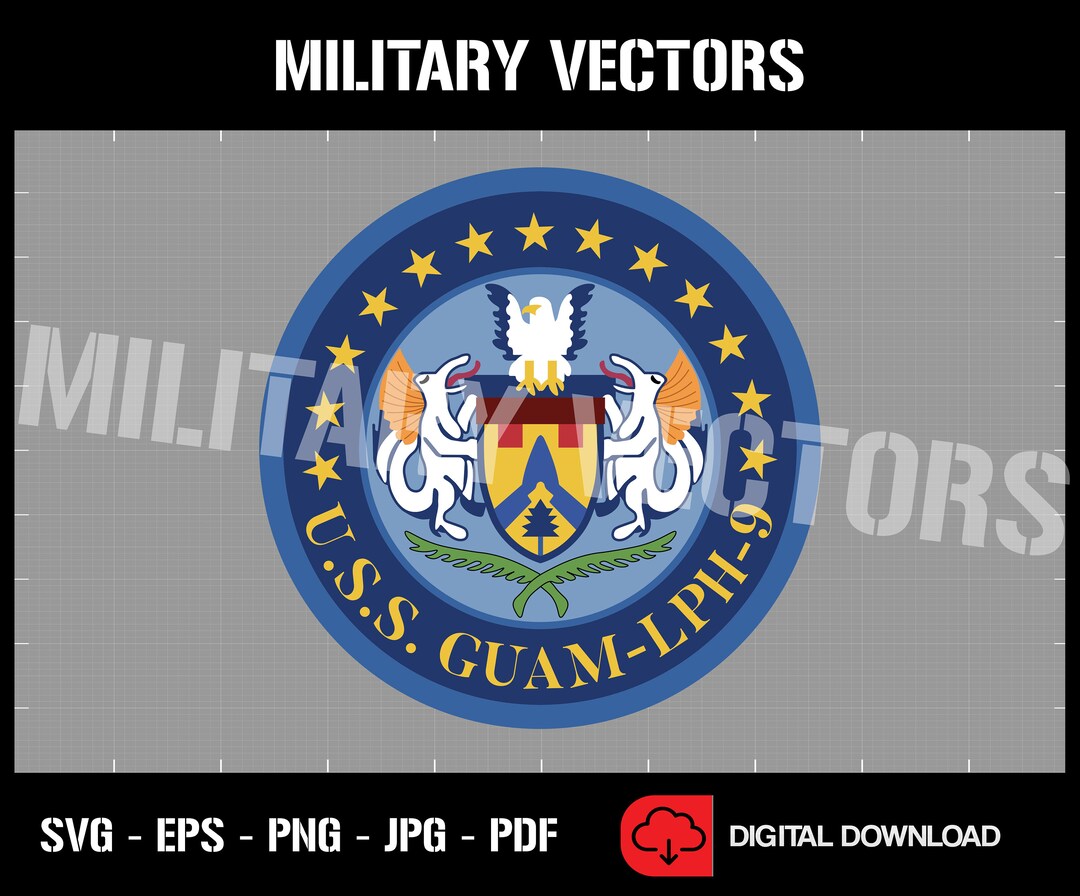 USS Guam (LPH-9) - U.S. Navy Amphibious Assault Ship - Patch Pin Logo ...