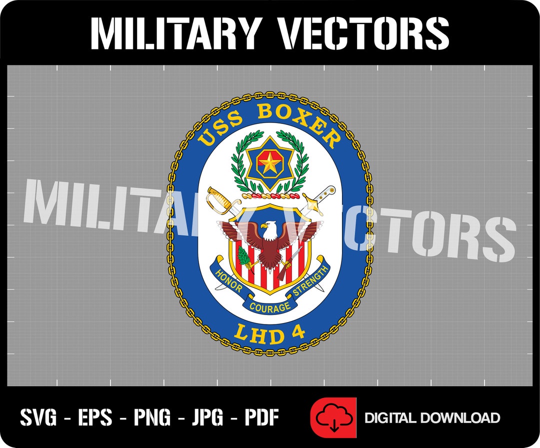 US Navy USS Boxer LHD-4 Amphibious Assault Ship - Patch Pin Logo Decal ...