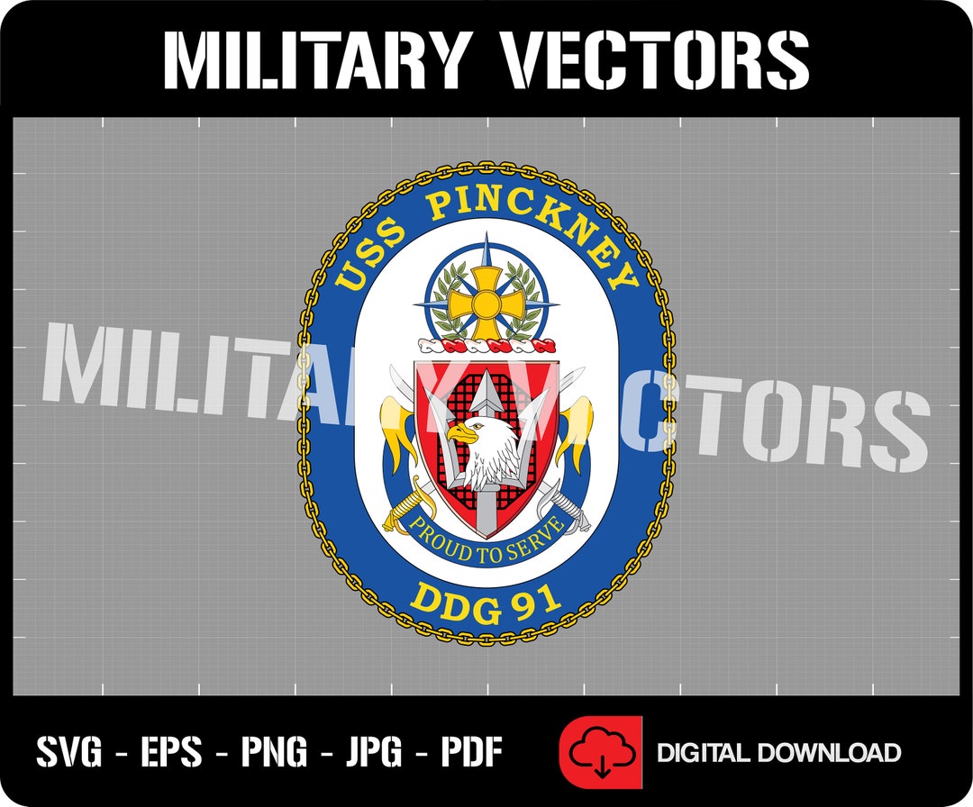 USS Pinckney DDG-91 - U.S. Navy Destroyer - Ship's Crest Logo Decal ...