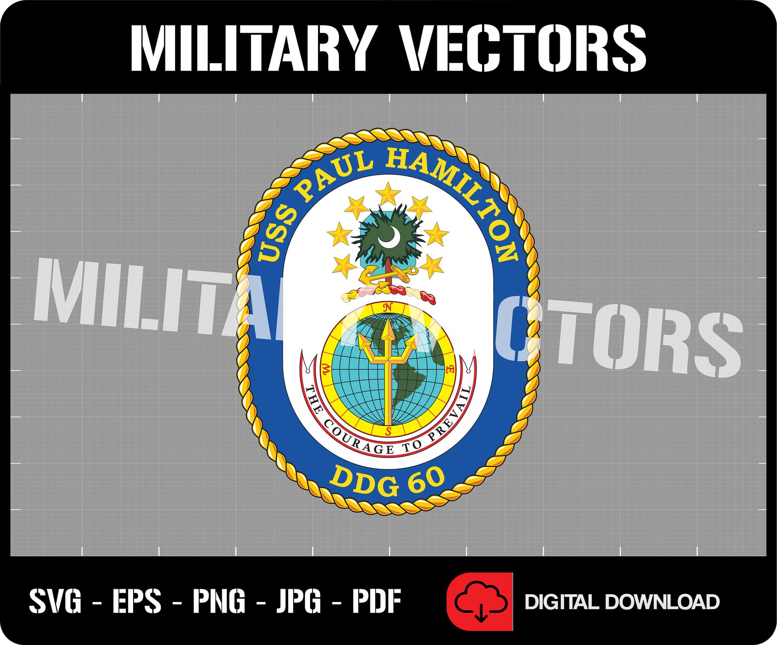 USS Paul Hamilton DDG-60 - U.S. Navy Destroyer - Ship's Crest Logo ...