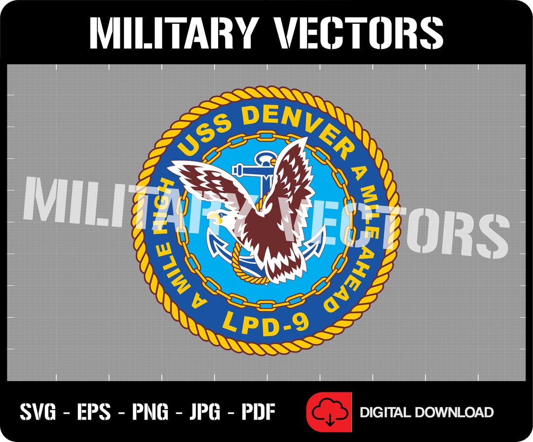 US Navy USS Denver LPD-9 Amphibious Transport Dock - Patch Pin Logo ...