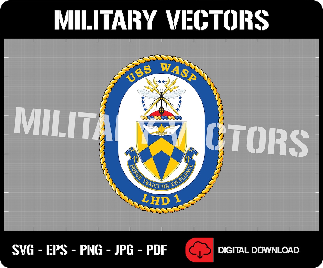 US Navy USS Wasp LHD-1 Amphibious Assault Ship - Patch Pin Logo Decal ...