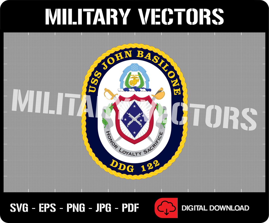 USS John Basilone DDG-122 - U.S. Navy Destroyer - Ship's Crest Logo ...