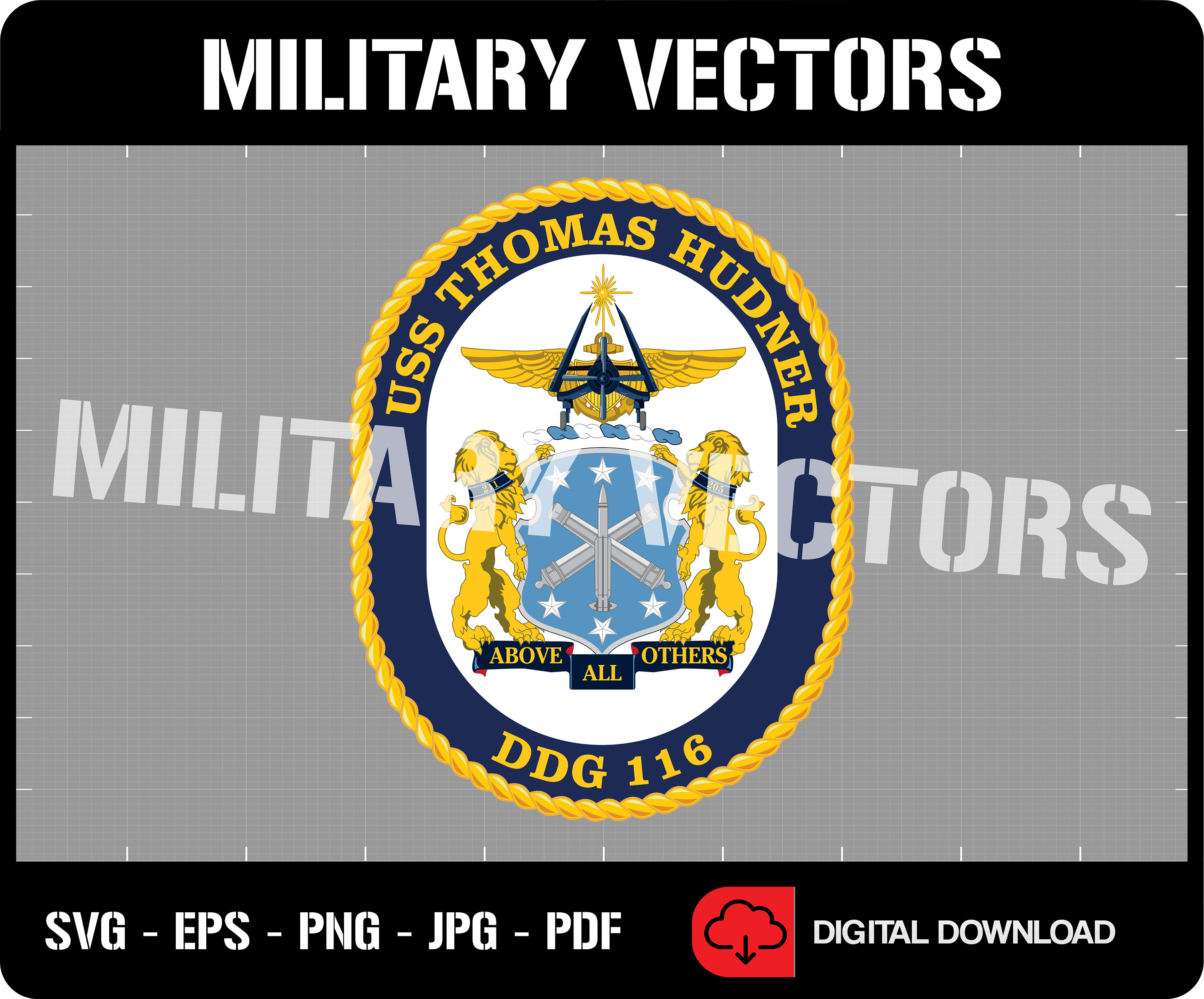 USS Thomas Hudner DDG-116 U.S. Navy Destroyer Ship's Crest Logo Decal ...