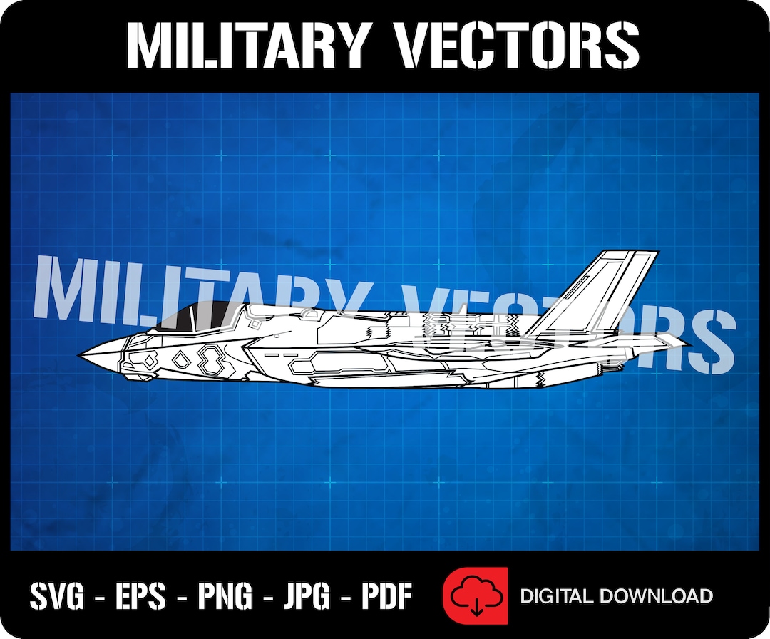 F-35B Lightning II Military Fighter Jet Outline Blueprint Diagram ...
